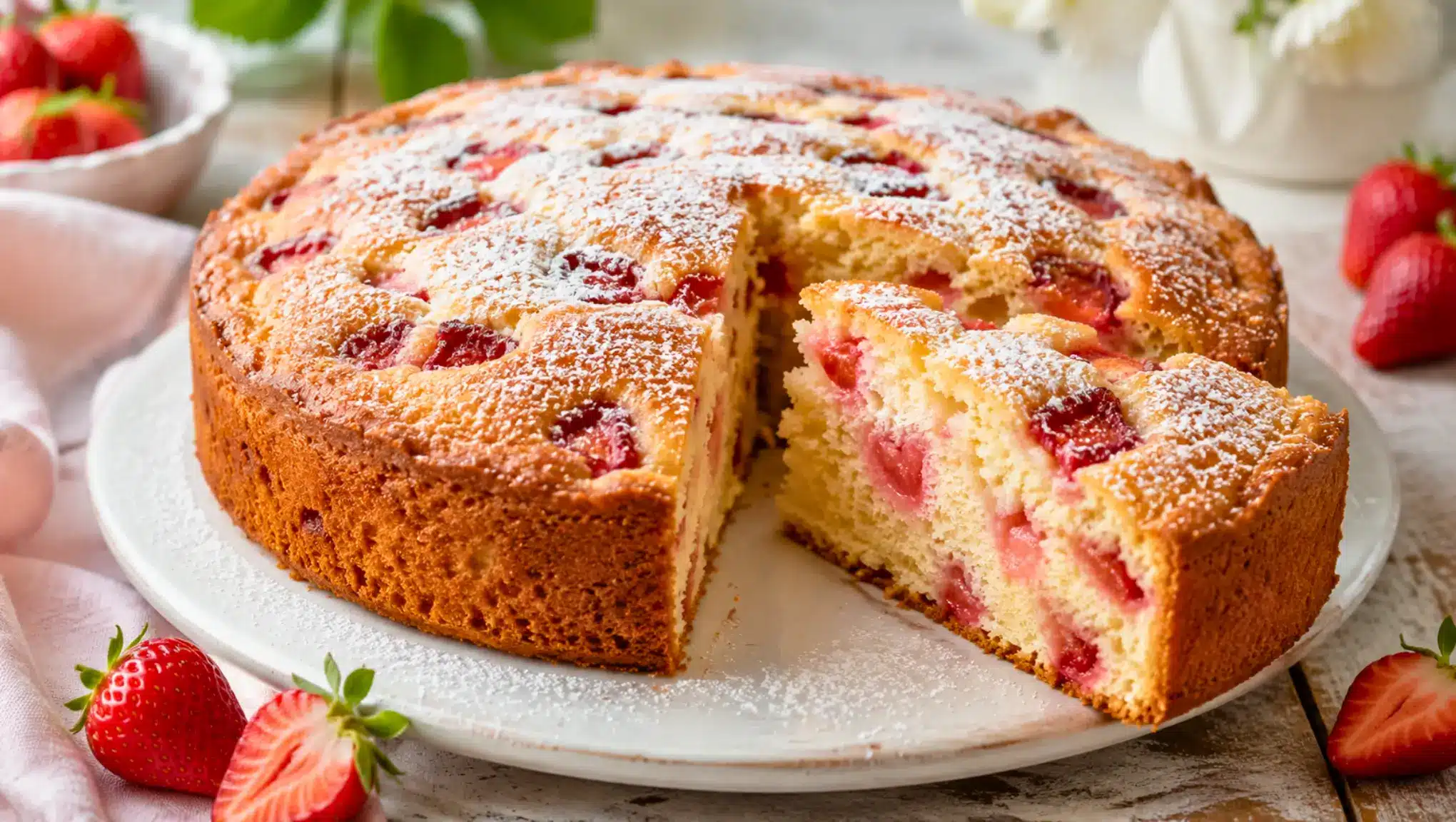 Gâteau moelleux aux fraises : le geste qui empêche les fruits de tomb ...